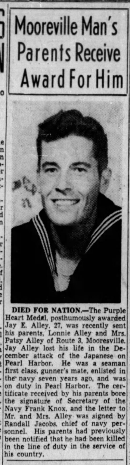 GM1c Jay Edgar Alley - The U.S.S. Arizona Operation 85